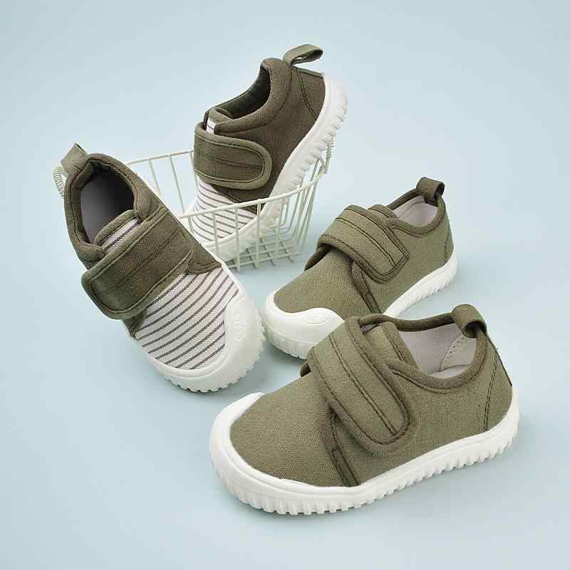 キッズ スニーカー 男の子 ストライプ 通気性 面ファスナー フラットソール ローカット 子供靴 キャンバスシューズ 普段使い おでかけ