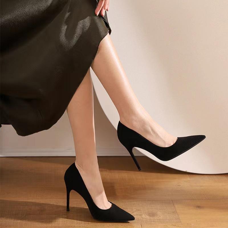 靴 レディース ハイヒール パンプス ポインテッドトゥ ピンヒール 春秋 黒 ブラック 通勤 オフィス 普段使い