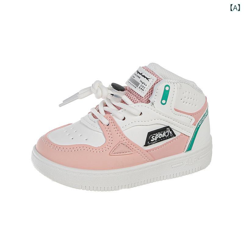 スニーカー キッズ 子供 女の子 高帮 运动鞋 软底 春秋 通学 普段使い かわいい