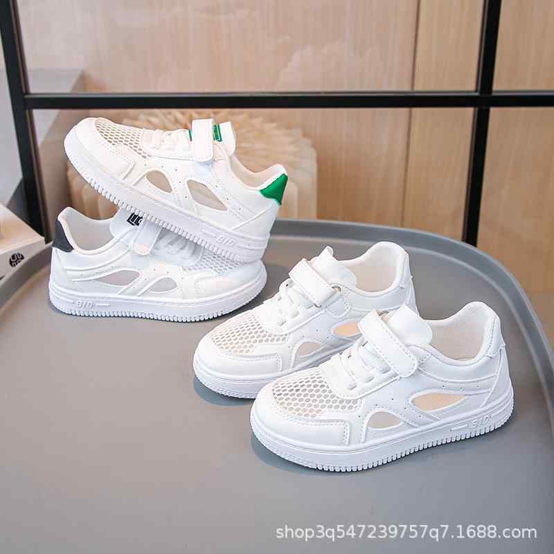 靴 キッズ 子供 メッシュ 通気性 ローカット スニーカー 男の子 シューズ 白 春夏