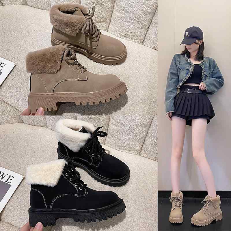 ブーツ レディース 厚底 ショートブーツ カジュアル ファッション 裏起毛 防寒 あったか レザー 大雪
