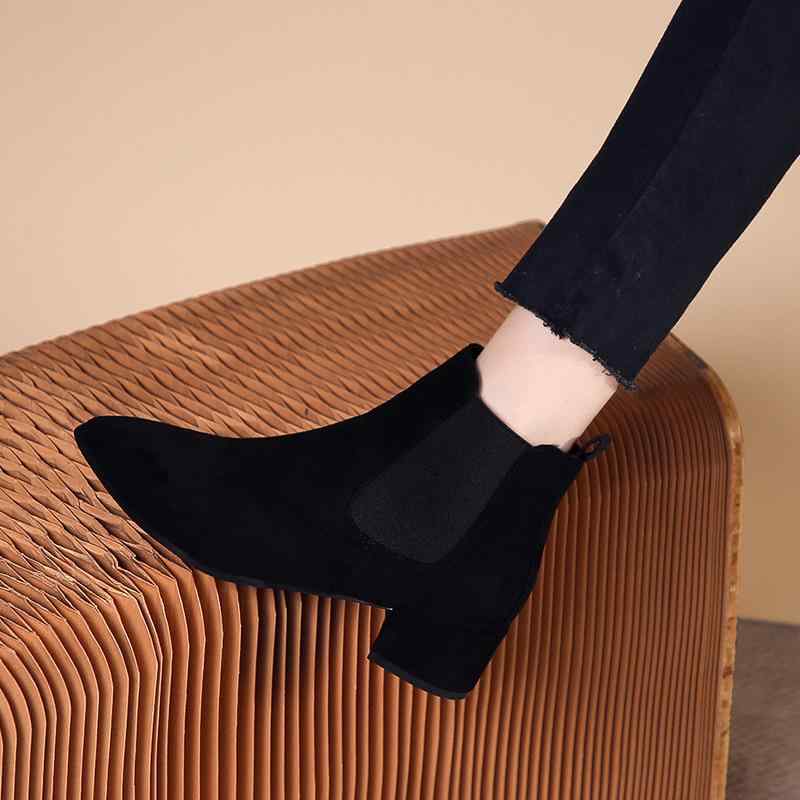 ブーツ レディース 秋冬 ショートブーツ ポインテッドトゥ 太ヒール スエード調 サイドジップ ミドルヒール ファッション 女性用 靴 シューズ 婦人靴 かわいい カジュアル