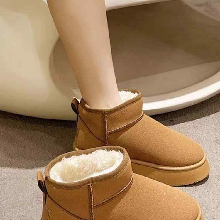 スノーブーツ レディース 秋冬 ショートブーツ ラウンドトゥ 暖かい 裏起毛 厚底 綿靴 レトロ 普段使い
