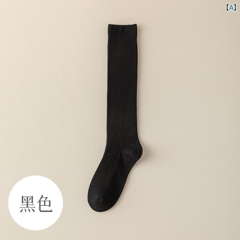 靴下 レディース 冬用 女性用 保温 ウール混 小腿丈 抗菌 防臭 滑り止め 毛玉防止 高筒 膝丈・機能: 防滑, 防摩擦・柄: 無地・適用性別: 女性・適用年齢: 青年, 中年, 少年・主な素材: 羊毛・筒丈: 小腿丈・針数: 168N・...