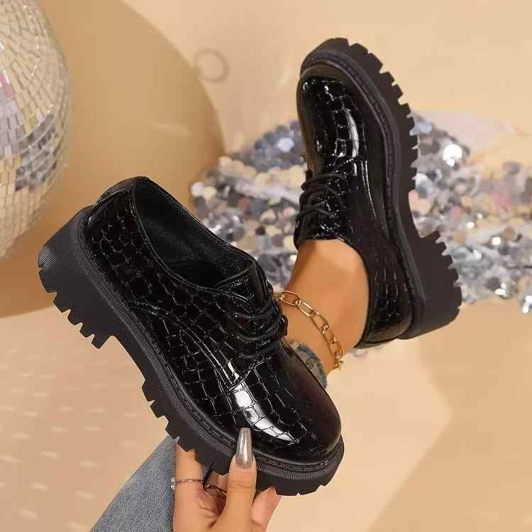 靴 レディース 厚底 ローファー ショートブーツ レースアップ シューズ ブリティッシュスタイル カジュアル 普段使い かわいい 歩きやすい