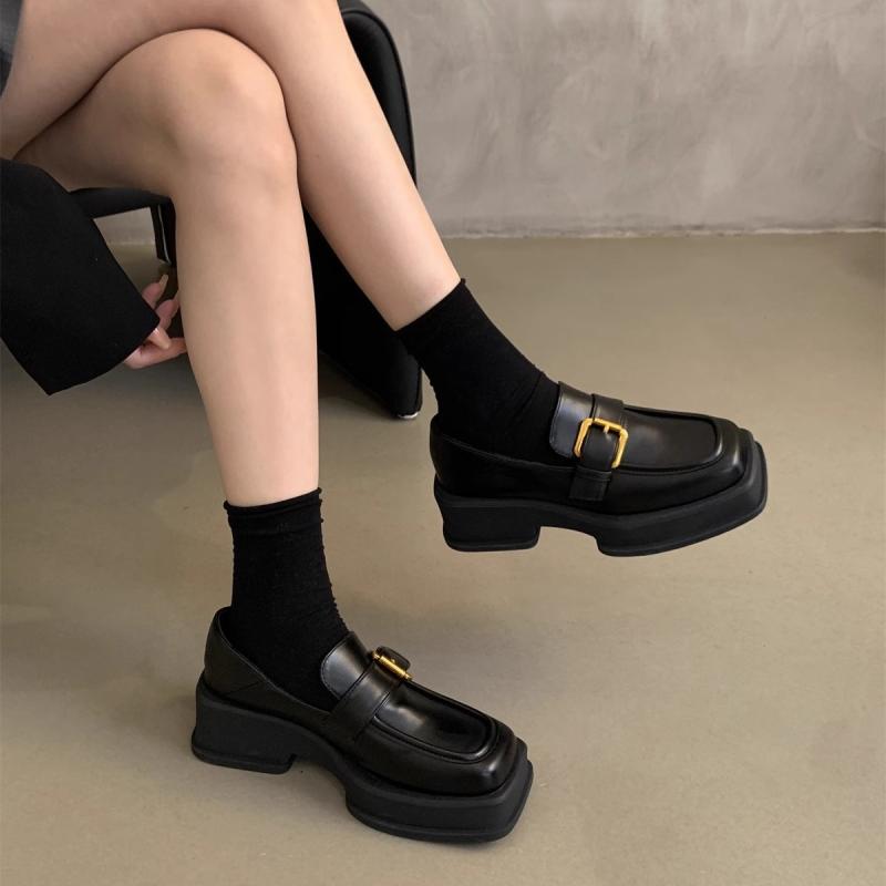 ローファー レディース 厚底 スクエアトゥ 太ヒール 小さいサイズ 大きいサイズ レトロ オックスフォードシューズ カジュアル 歩きやすい 婦人靴