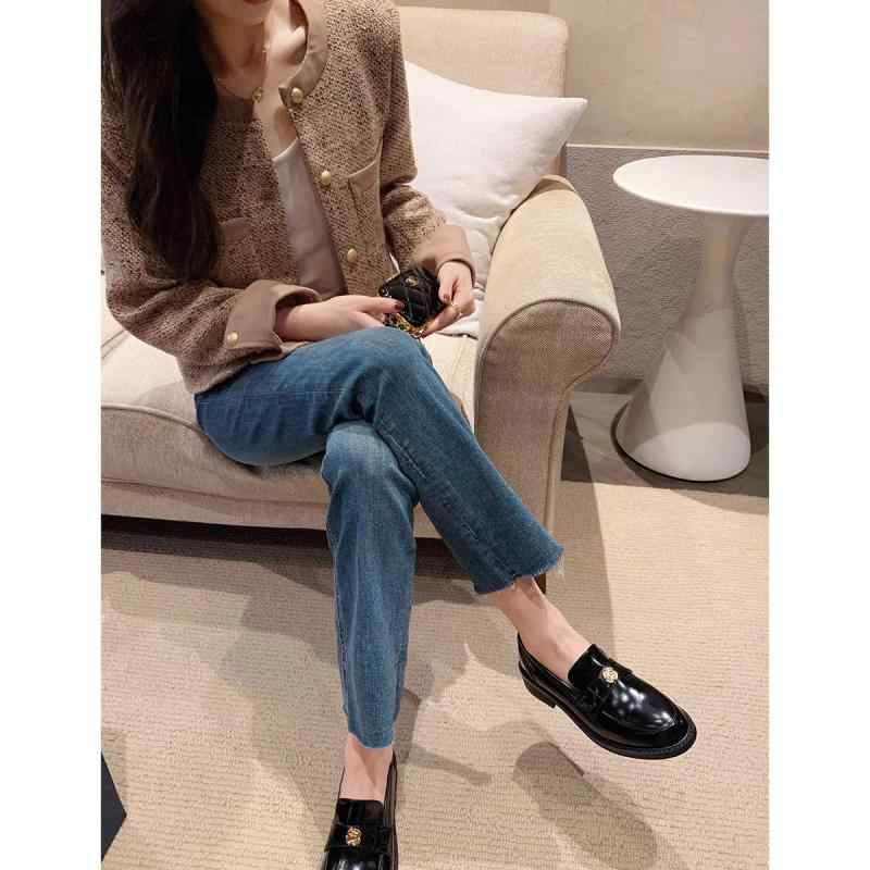 靴 レディース 厚底 ローファー 小皮靴 革 スリッポン 太ヒール 楽ちん 歩きやすい 婦人靴 カジュアル 普段使い 通勤用 ママ 春秋