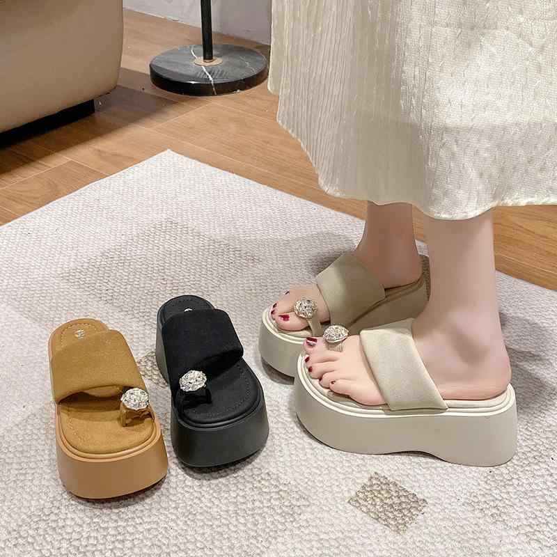 サンダル レディース 厚底 ハイヒール ラインストーン 外履き ファッション 軽量 歩きやすい スリッパ かわいい おしゃれ 春夏