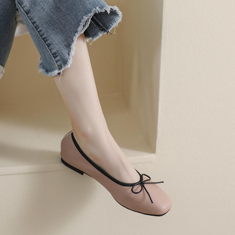 バレエシューズ レディース 春夏 フラット ぺたんこ 浅履き リボン やわらか 大码 ローヒール 婦人靴 かわいい 歩きやすい 痛くない フラットシューズ