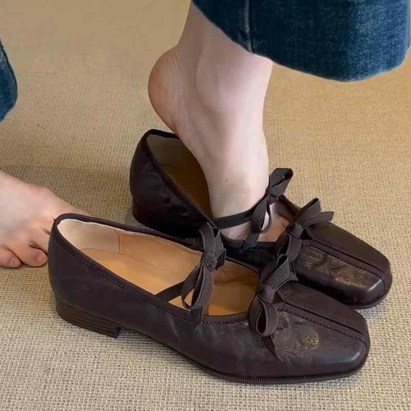 2靴 レディース マリー ジェーン シューズ ローヒール チャンキー ヒール レトロ ブラウン 滑り止め 履きやすい 歩きやすい かわいい バレエ シューズ コンフォート 普段使い お出かけ