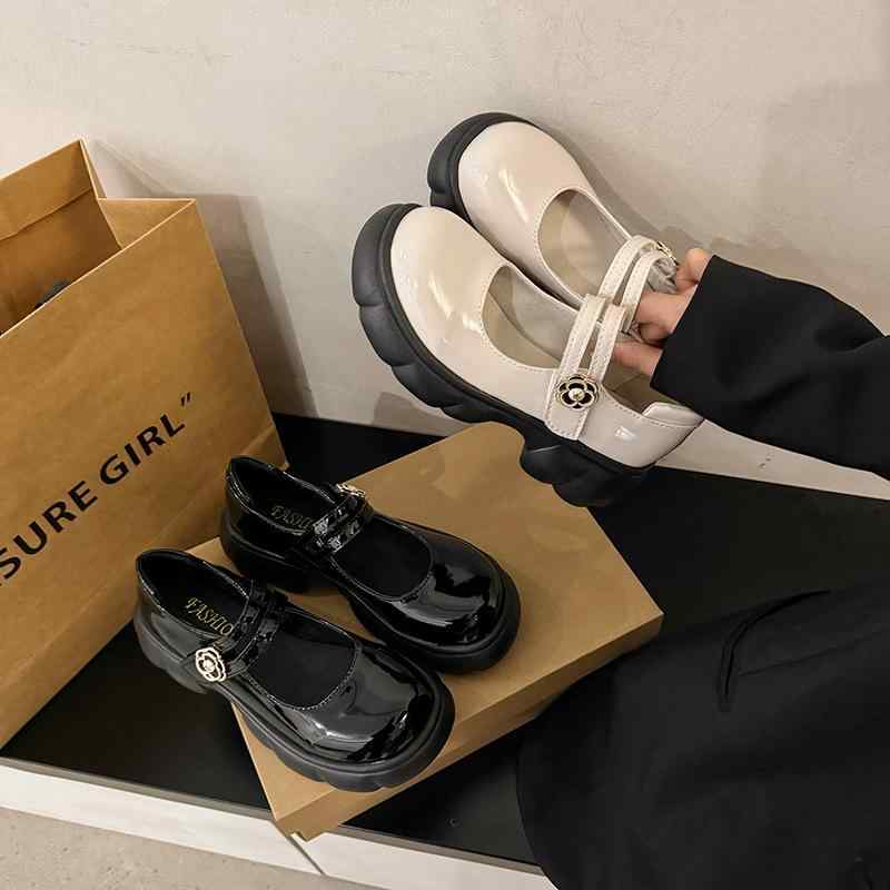 靴 レディース 厚底 マリー ジェーン シューズ ローファー スクール 学生靴 歩きやすい 疲れない 英国風 かわいい 黒 白 軽量