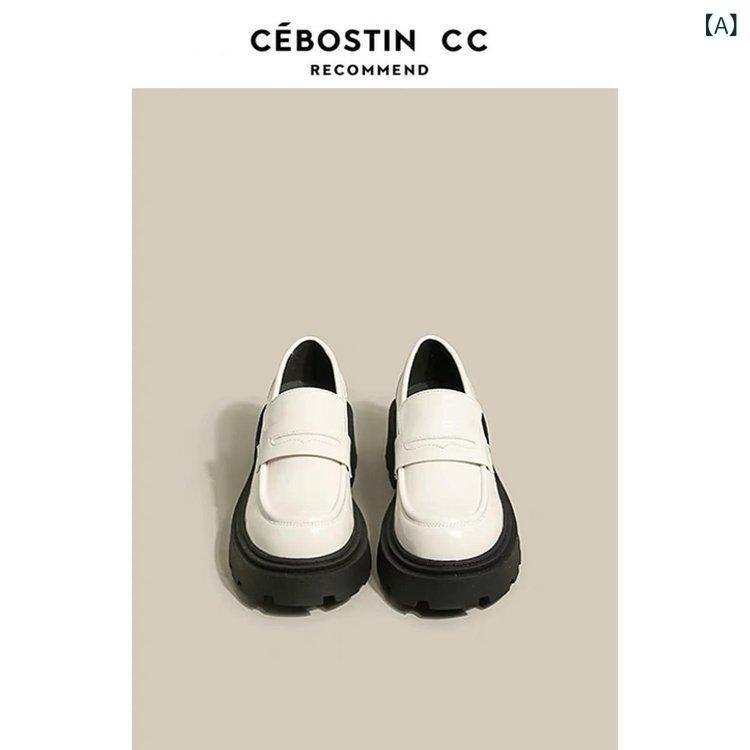 2ローファー レディース 黒 春夏 厚底 靴 シューズ レザー調 レトロ ローファー JK カジュアル 普段使い