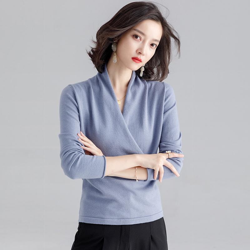 ニット レディース 秋冬 プルオーバー 長袖 無地 ゆったり 痩せ見え クロスデザイン トップス インナー 暖かい あったか かわいい 伸縮性 ストレッチ カジュアル シンプル