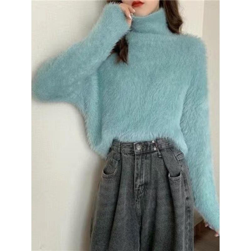 ニット レディース 長袖 タートルネック 秋冬 トップス セーター あったか 厚手 フェイクファー 通勤 オフィス スリム インナー