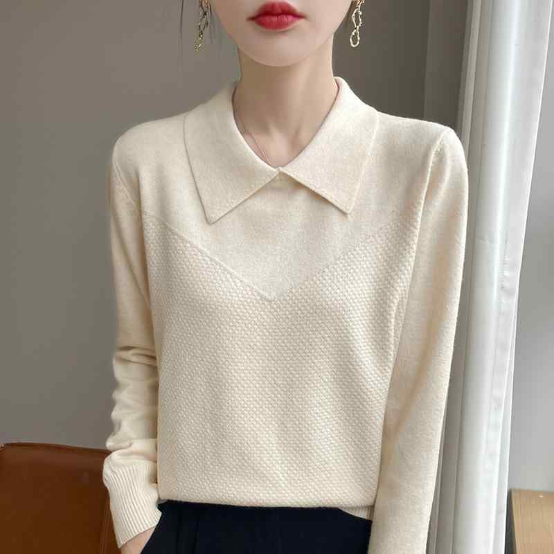 ニット レディース ポロネック トップス 韓国風 プルオーバー 秋冬 あったか カットソー 長袖 無地 普段使い