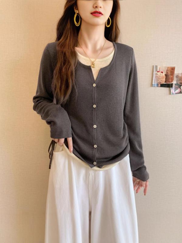 ニット レディース デザイン トップス プルオーバー レイヤード風 柔らかい 肌触り 通勤 普段使い デイリーユース 着回し