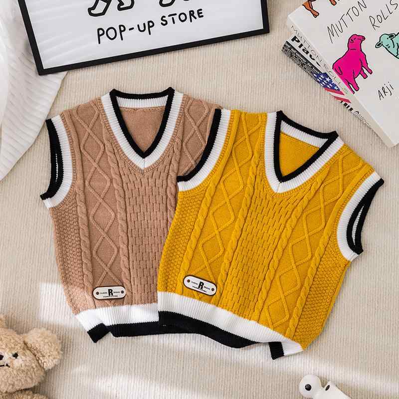 子供服 ニット 春秋 カジュアル ベスト 男の子 セーター 春秋 リラックス 菱形