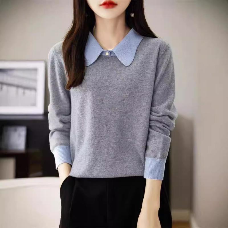 ニット レディース ゆったり 切り替え プルオーバー トップス 接触冷感 伸縮性 セーター 普段使い