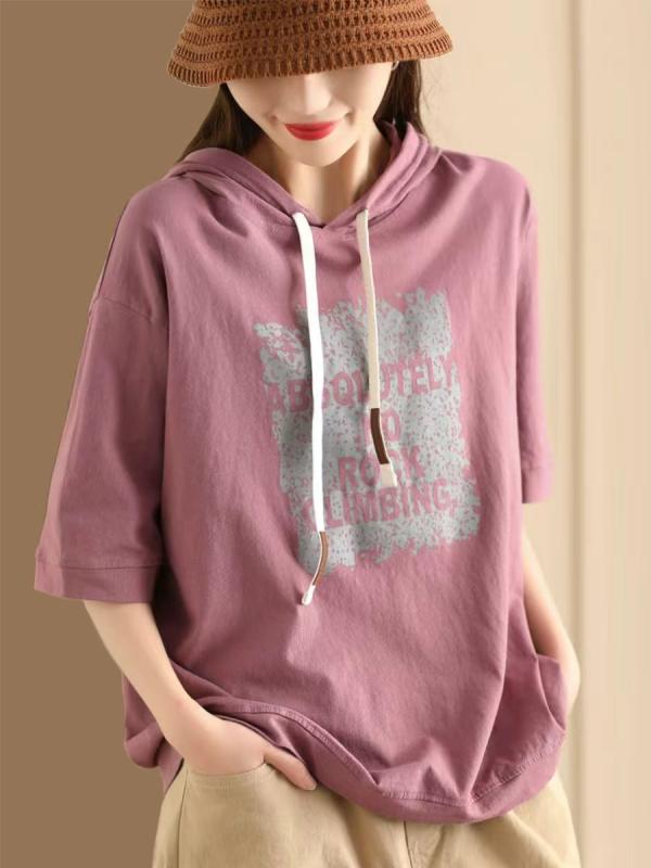 2Tシャツ レディース ゆったり 綿 半袖 トップス フード付き 春夏 カジュアル プリント かわいい 普段使い 部屋着・素材: 綿・柄: 無地・スタイル: プルオーバー・袖丈: 半袖・版型: ゆったり・ネックライン: フード・袖のタイプ:...