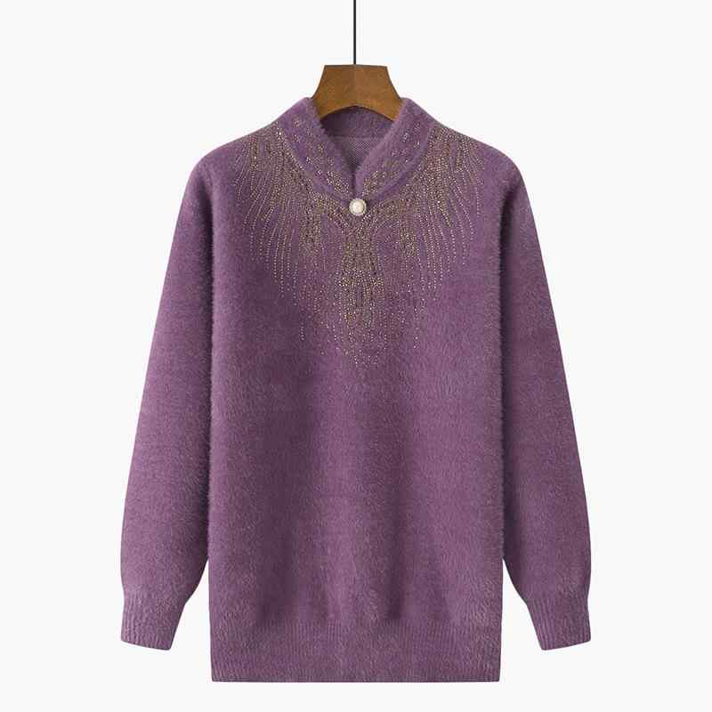 2ニット レディース チャイナドレス風 ミンク風 秋冬 厚手 あったか トップス シニア ミセス インナー