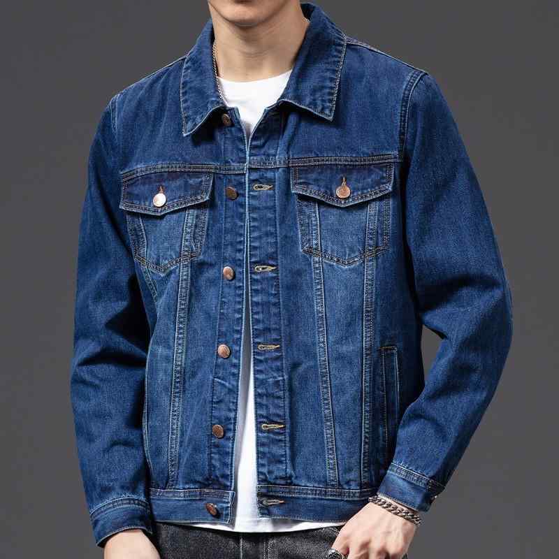 ジャケット メンズ 男性用 デニム ウォッシュ加工 春物 韓国 スリム ブルゾン 万能 ブルー トップス カジュアル ワーク