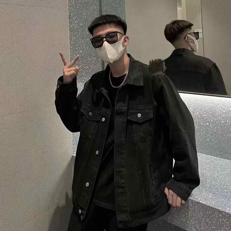 ジャケット メンズ デニム ブラック Gジャン ブルゾン ジャンパー アウター 男性用 トップス 春夏 カジュアル ゆったり おしゃれ 羽織り