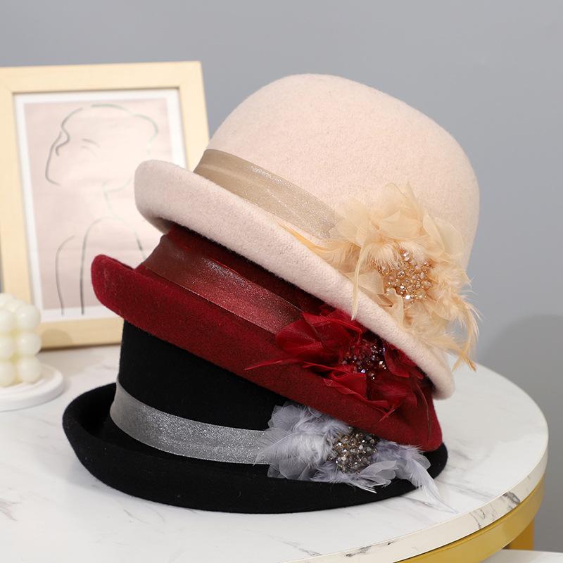 帽子 レディース 秋冬 ウール 盆帽 レトロ ニット 厚手 あったか フィッシャーマンハット 小顔効果 おしゃれ かわいい 旅行 お出かけ