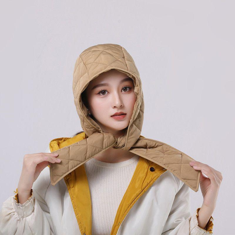 帽子 レディース 秋冬 寒さ対策 防寒 保温 スキー スノボ 耳当て付き ダウン コットン 自転車 バイク アウトドア・カテゴリ: 帽子・柄: 無地・スタイル: カジュアル・色: 黒色方格, コーヒー色方格