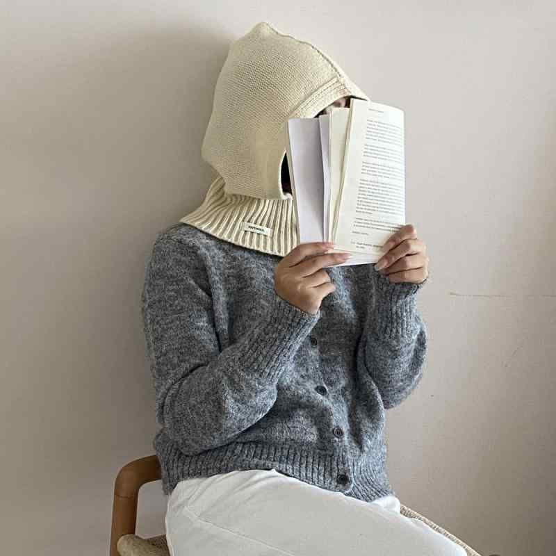 2ニット帽 レディース 秋冬 バラクラバ ウール混紡 無地 フレンチスタイル 防寒 暖か イヤーマフ ネックウォーマー