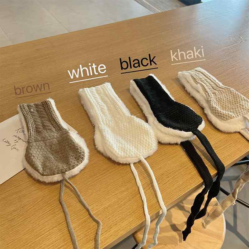 2耳あて レディース かわいい 秋冬 防寒 裏起毛 紐付き イヤーマフ 自転車 バイク アウトドア