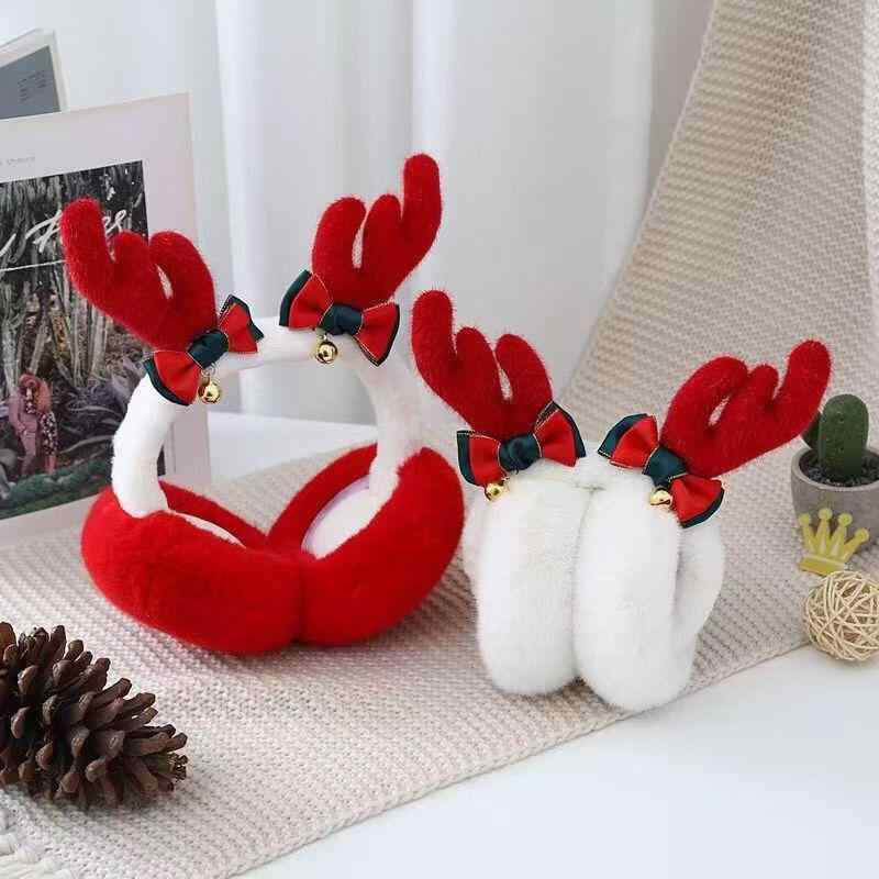 イヤーマフ レディース かわいい 防寒 耳あて 秋冬 耳カバー クリスマス トナカイ 角 ヘアアクセサリー ふわふわ もこもこ あったか イヤーウォーマー
