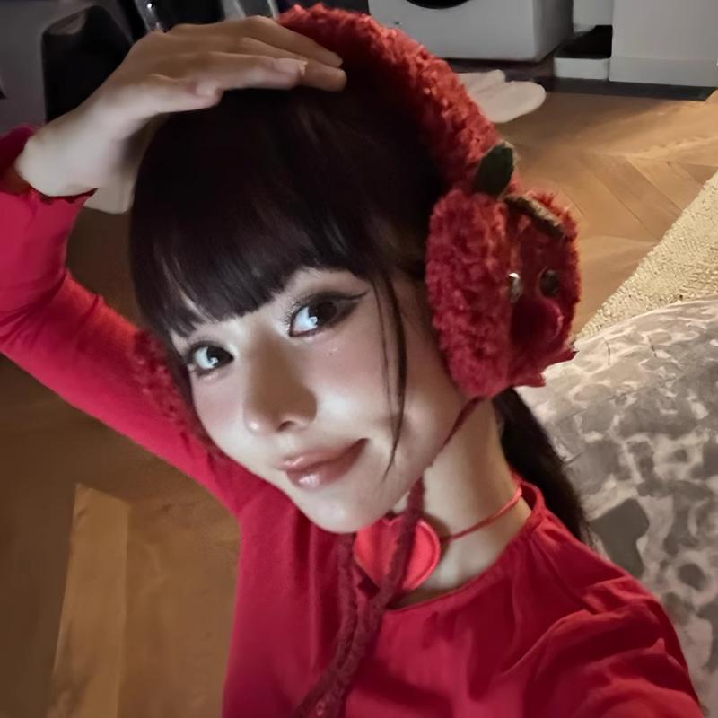 イヤーマフ レディース かわいい リンゴ モチーフ フェイクファー 耳当て 秋冬 韓国 ファッション 保温 自転車 バイク 通勤 通学 イヤーウォーマー ふわふわ