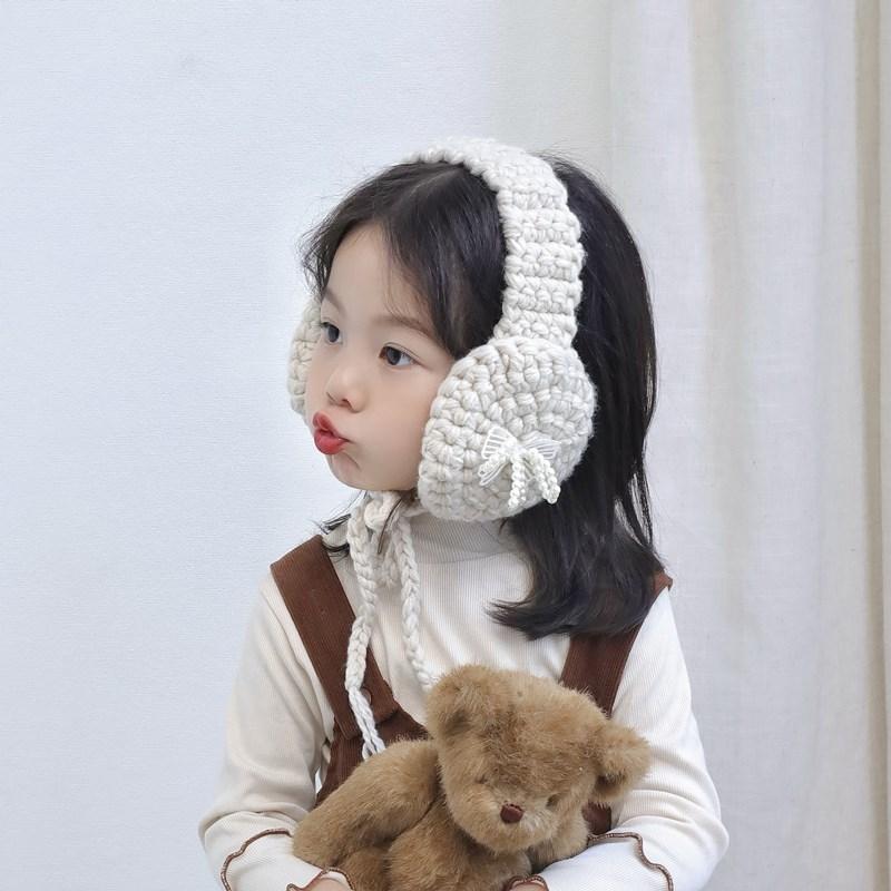 2ニット帽 子供用 秋冬 親子 手編み 防寒 耳当て付き 学生 レディース ガールズ 蝶結び かわいい 日よけ 防風