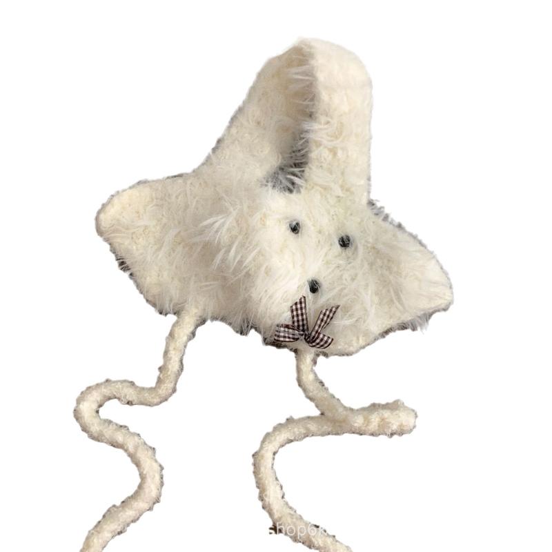 2イヤーマフ レディース かわいい 小犬モチーフ 秋冬 アウトドア 防寒 あったか ふわふわ もこもこ 手編み風 耳カバー ヘアバンド