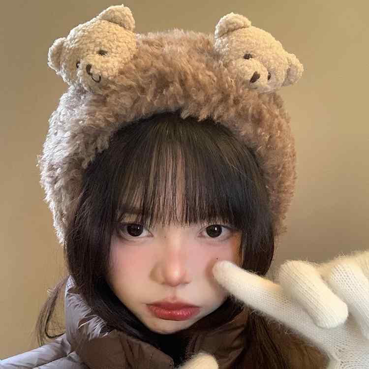 イヤーマフ レディース かわいい 小熊 ふわふわ 秋冬 耳当て 防寒 保温 自転車 イヤーウォーマー
