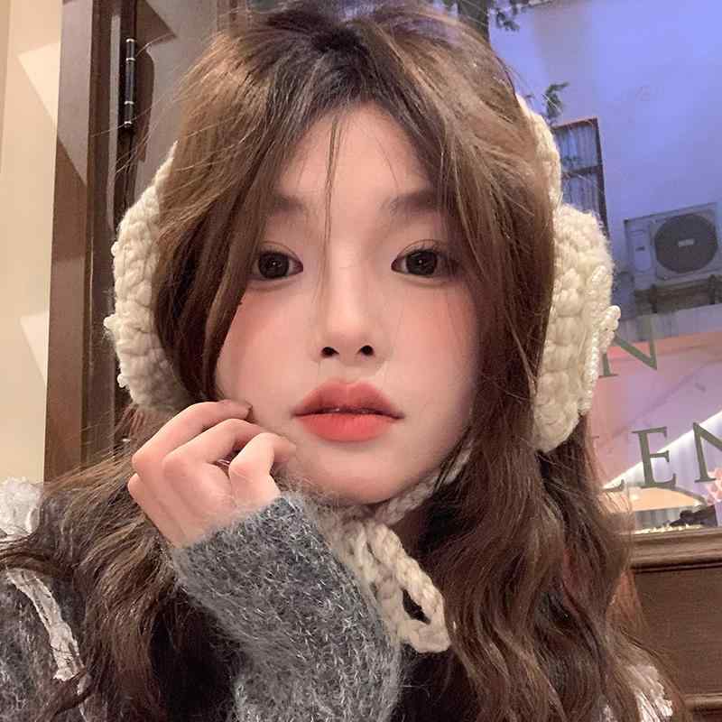 2ニット帽 レディース 秋冬 防寒 蝶結び あったか イヤーマフ 耳当て ニット 耳カバー 森ガール 防風 保温 かわいい