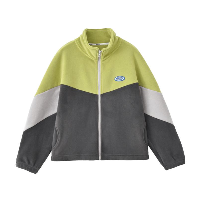 子供服 フリース ジャケット 秋冬 アウター 配色 切り替え スタンドカラー ジップアップ 男の子 女の子