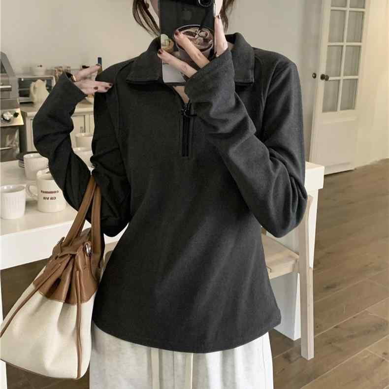 Tシャツ レディース 秋冬 加厚 暖か トップス 長袖 プルオーバー ハーフジップ 接触温感 インナー カットソー あったか ロンT 部屋着 ルームウェア