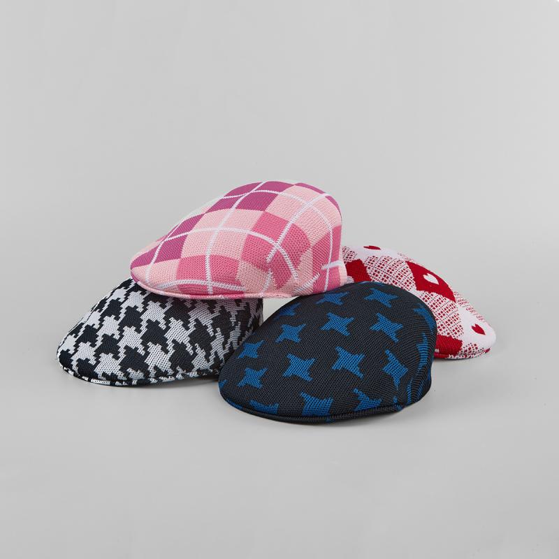 ベレー帽 レディース 春秋 ニット帽 ジャガード 模様編み カジュアル ニット 前進帽 ハンチング帽 花柄 おしゃれ かわいい