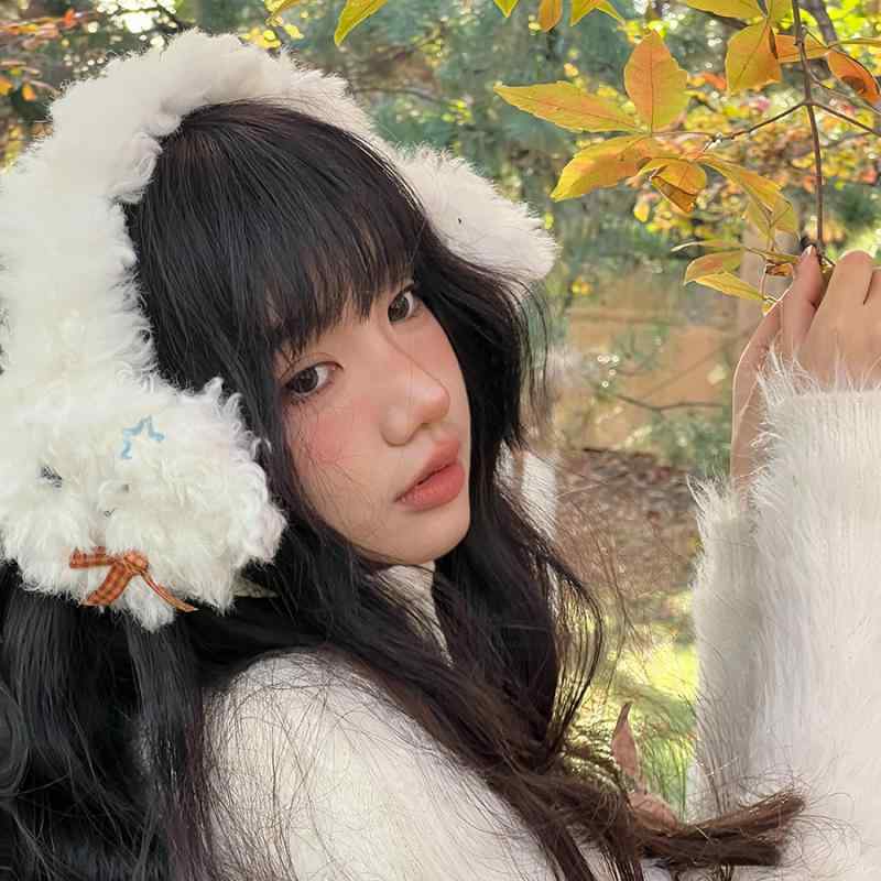 イヤーマフ レディース かわいい 小犬 耳あて 秋冬 Y2K サブカルチャー ガーリー 保温 防寒 自転車 イヤーウォーマー ふわふわ もこもこ