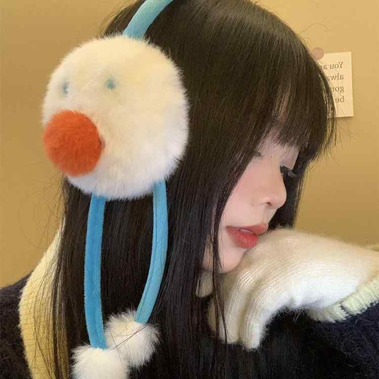 イヤーマフ レディース 秋冬 自転車 防寒 対策 あったか グッズ かわいい 雪だるま 耳当て イヤーウォーマー 防風 ふわふわ