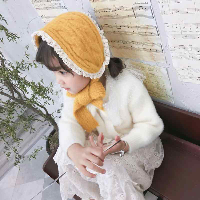 2ヘアバンド 子供 秋冬 保温 ベビー ニット レース 花柄 イヤーマフ 耳当て かわいい