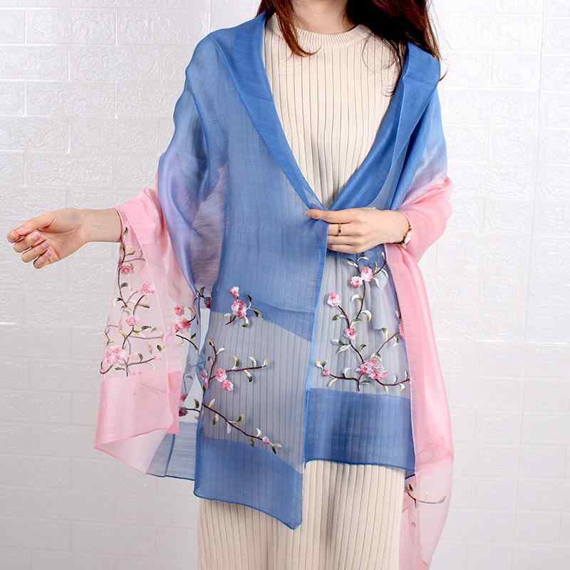 2スカーフ レディース ミセス おしゃれ 桑蚕糸 シルク シフォン 薄手 ロング ストール 日焼け対策 冷房対策 紫外線対策 春夏 秋冬