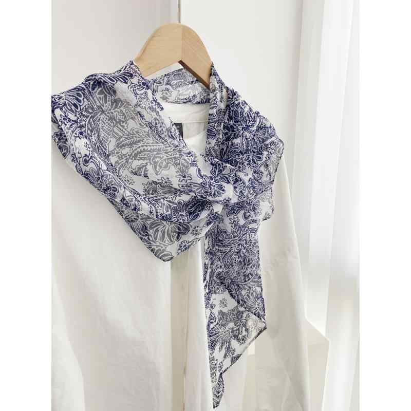 2スカーフ レディース 春夏 薄手 ジョーゼット シフォン 小花柄 ロング ストール ショール カジュアル 斜角 飘带 UV対策 冷房対策 軽量 紫外線対策 旅行 通勤 ギフト プレゼント