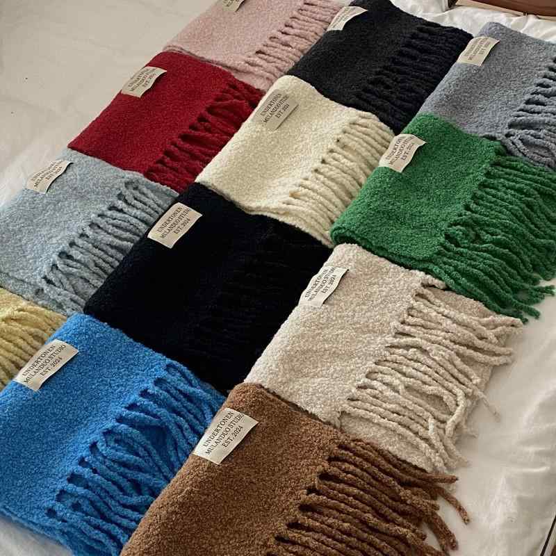 2マフラー レディース 秋冬 ウール フリンジ 厚手 保温 カップル メンズ ストール