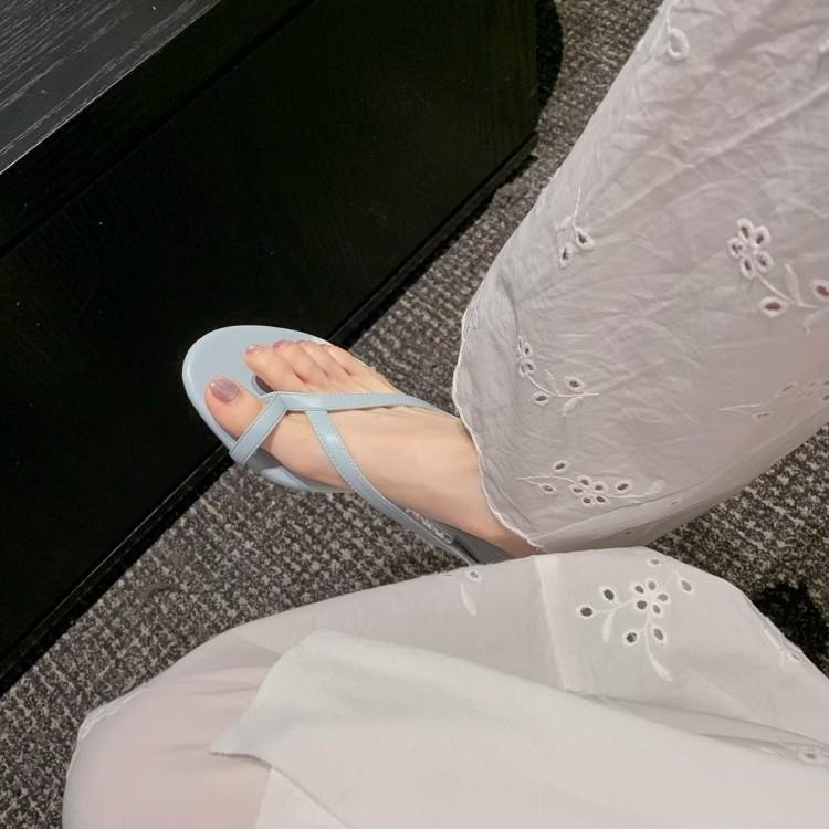 サンダル レディース 細ストラップ ポインテッドトゥ 太ヒール カジュアル 普段使い 外履き かわいい 歩きやすい シンプル エレガント お洒落 スリッパ