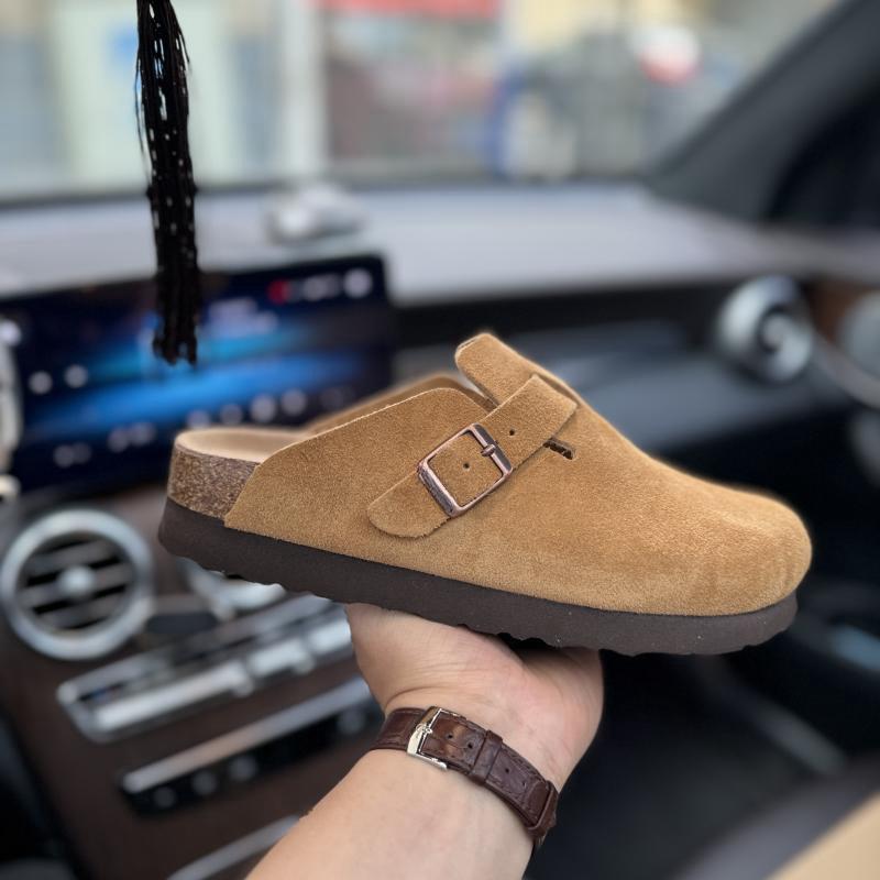 サンダル レディース 厚底 真皮 牛革 ボストン サボ サンダル メンズ レジャー 軟木 スリッパ 滑り止め 美脚