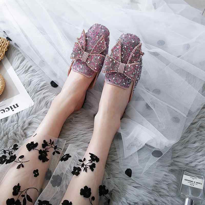 靴 レディース 大きいサイズ サンダル スリッパ ビジュー バタフライ ちょう結び ミュール 夏 外履き 普段使い かわいい フェミニン