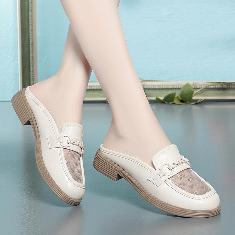 サンダル レディース 婦人靴 ローヒール 柔らかい底 普段使い カジュアル スリッパ メッシュ 通気性 涼しい 履きやすい 歩きやすい 痛くない 疲れない オープントゥ 春夏