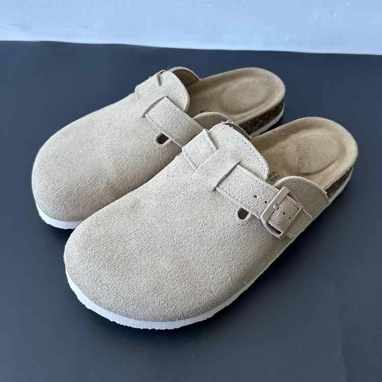 2サンダル レディース 牛革 バックル 留め ソフト コルク 歩きやすい 履きやすい ミュール スリッパ 外履き 普段使い 旅行 春夏